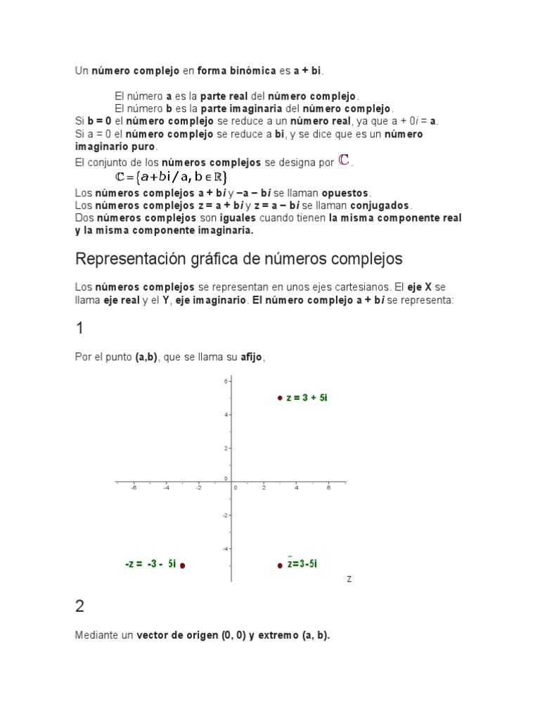 Forma Binomica de Un Numero Complejo | PDF | Número complejo | Sistema ...
