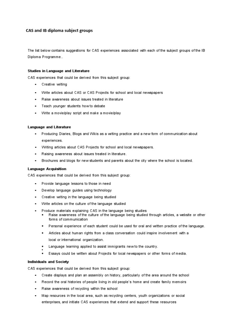 CAS and IB Diploma Subject Groups | PDF | Waste | Sustainability