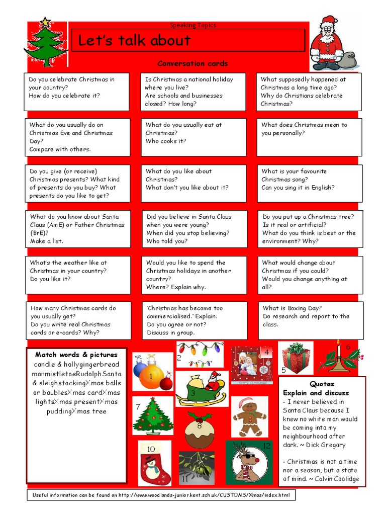 Lets Talk About Christmas Fun Activities Games - 763 | PDF | Santa ...