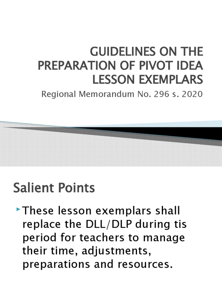 Guidelines On The Preparation of Pivot Idea Lesson Exemplars | PDF