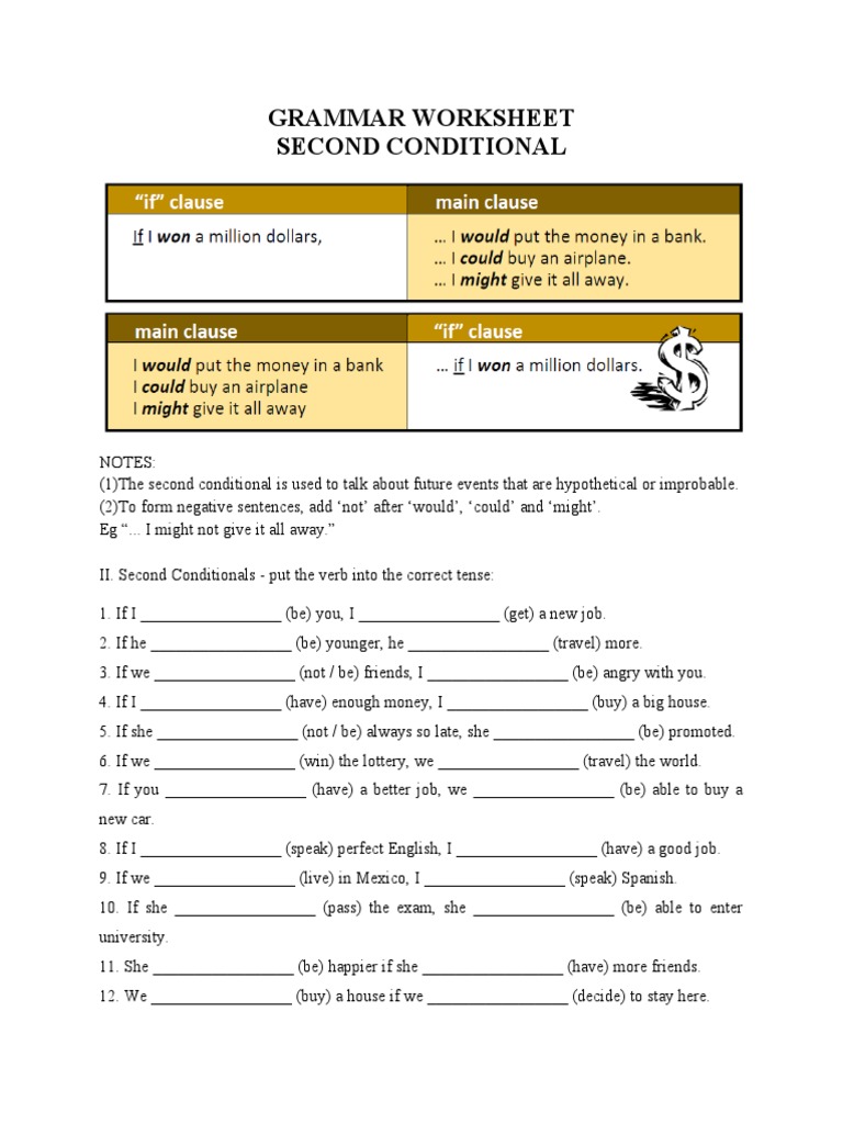 Grammar Worksheet Second Conditional | PDF
