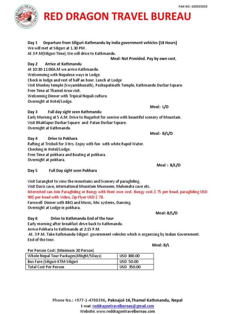 Educational Tour Packages DAC-KTM | PDF | Kathmandu | Nepal