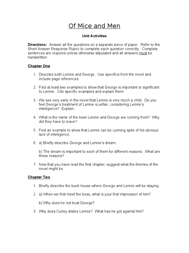 Of Mice and Men - Activities Booklet II