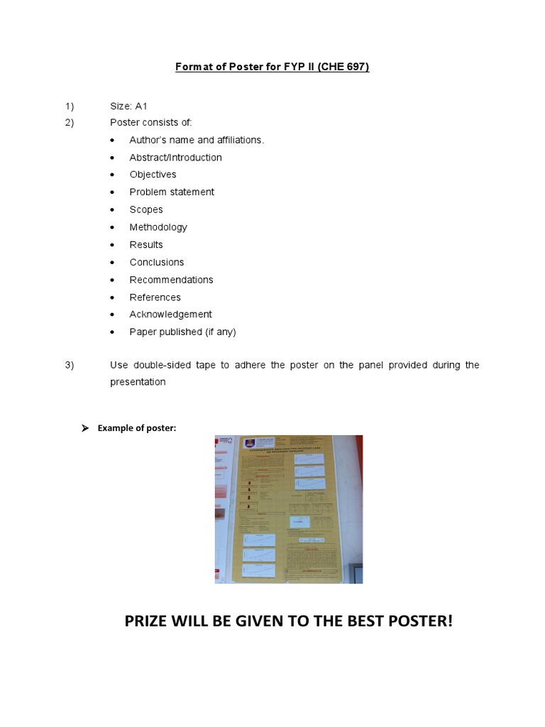 POSTER FORMAT For FYP II CHE697 | PDF