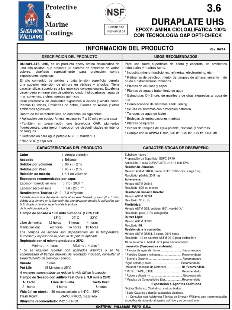 Duraplate UHS: Epoxy de Alto Sólido | PDF | Hormigón | Acero