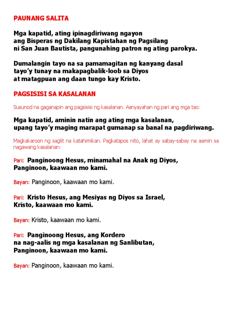 San Juan Bautista (Pagsisisi) | PDF