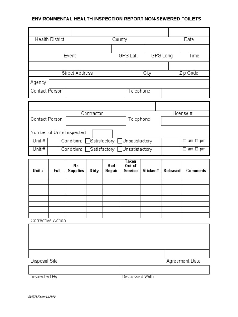 Env Health Emerg Prep Non Sewered Toilets Inspection | PDF