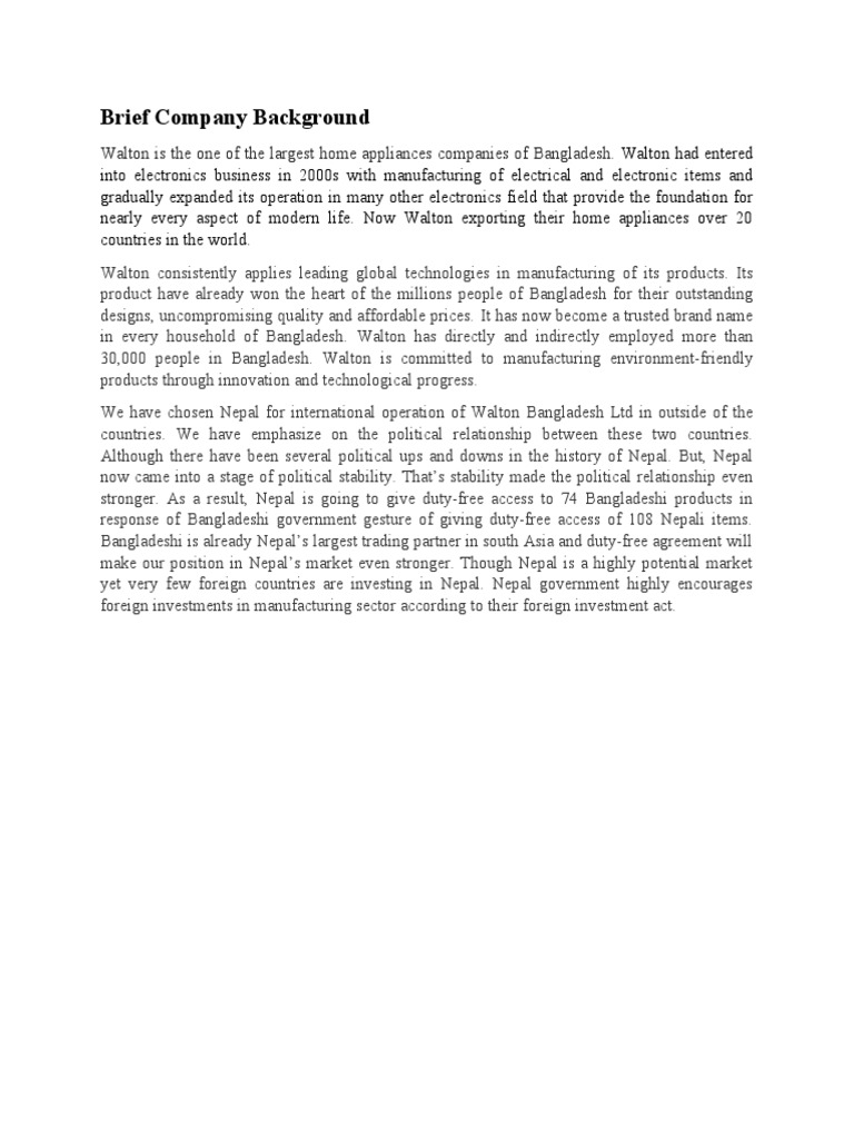 Walton's Expansion into Nepal | PDF