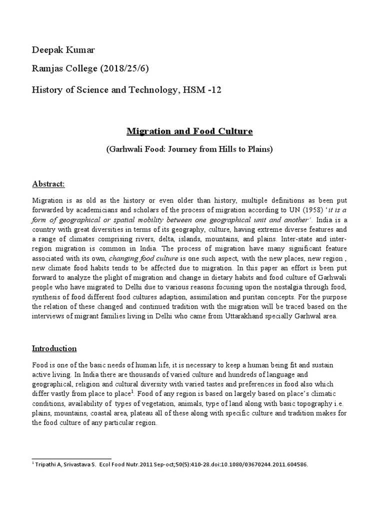 Food Culture and Migration | PDF | Human Migration | Foods