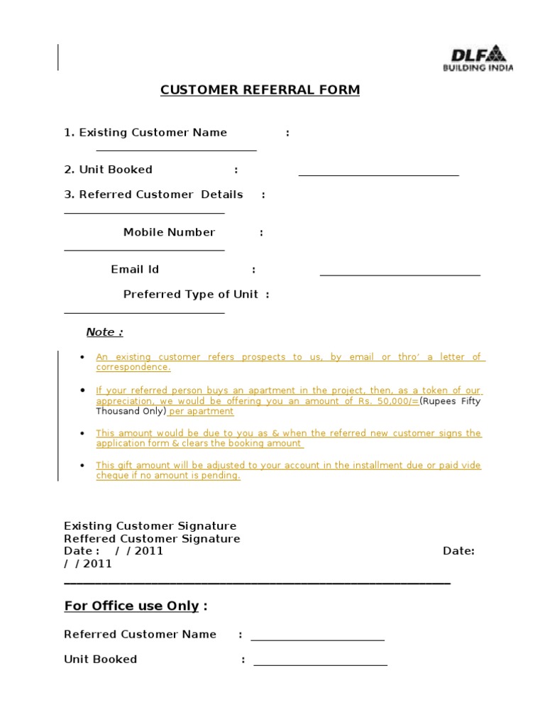 Customer Referral Form New | PDF