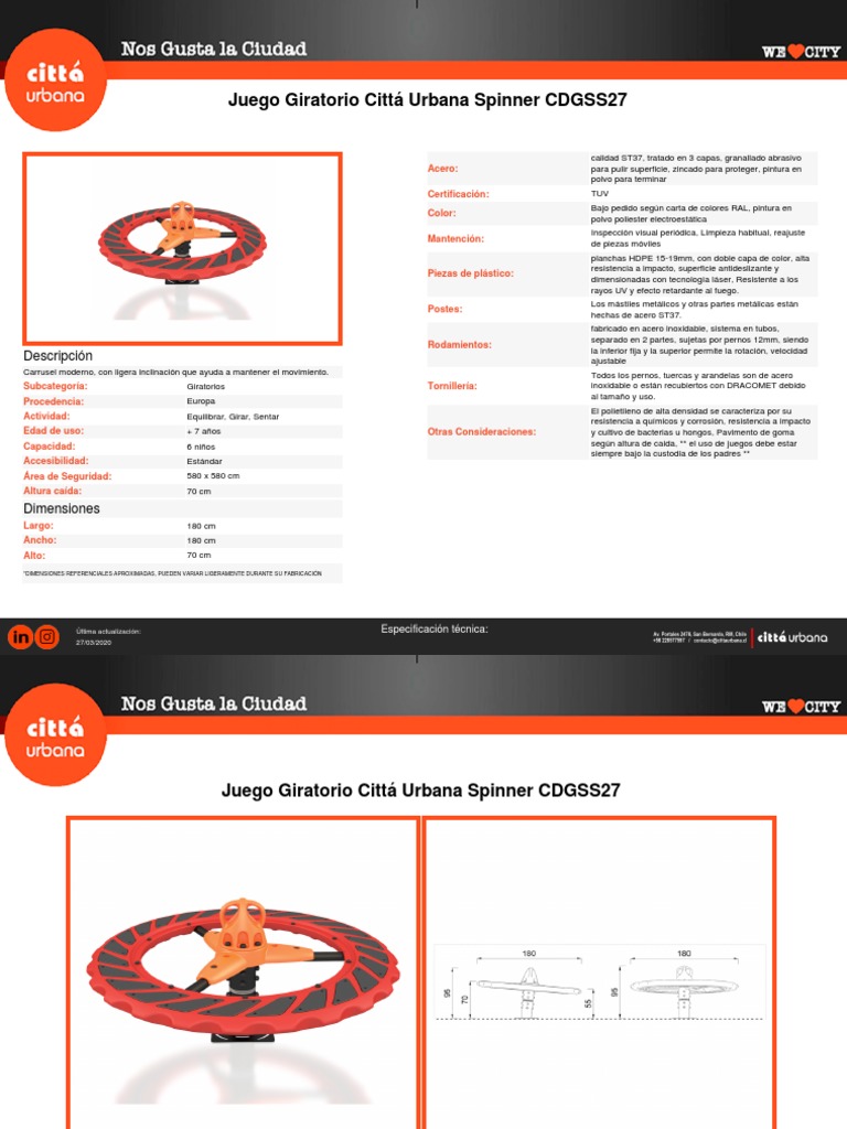 Juego Giratorio Cittá Urbana Spinner | PDF | Acero | Tornillo