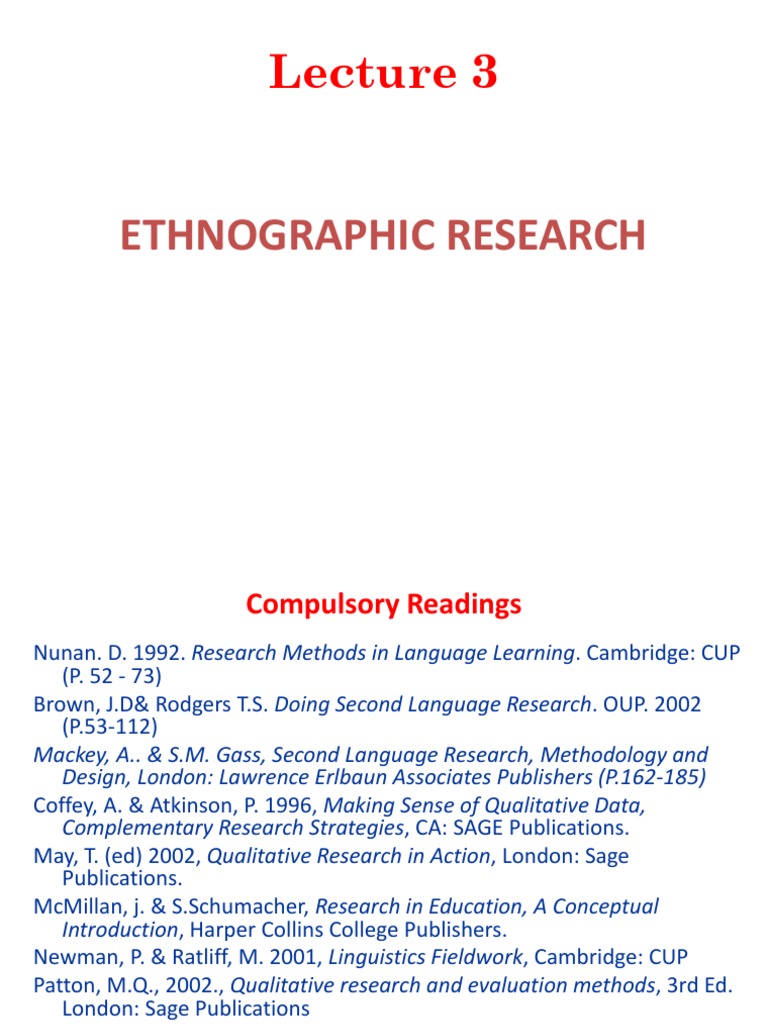 Ethnographic Research | PDF | Ethnography | Qualitative Research