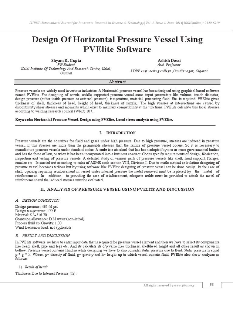 Design Horizontal Pressure Vessel - 1 | PDF | Stress (Mechanics) | Pressure