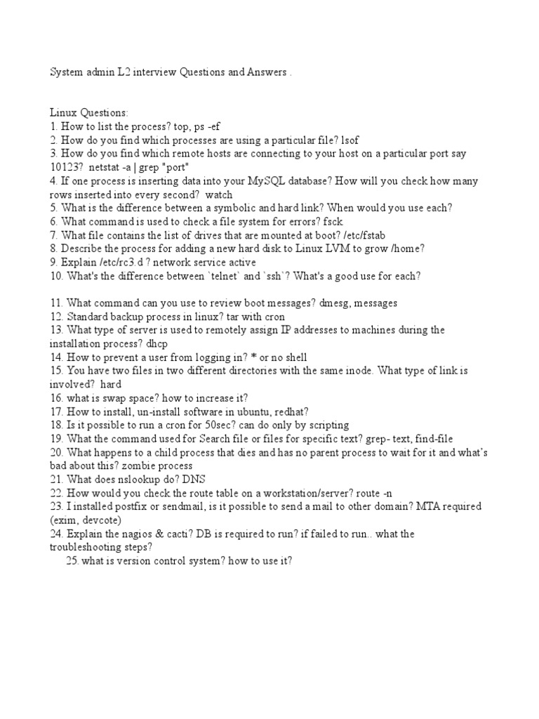 System Admin L2 Interview Questions and Answers . | PDF | Virtual Machine | V Mware