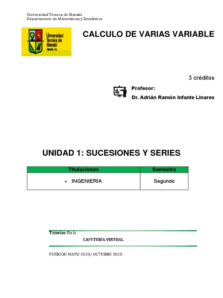 COMPENDIO-Calculo de Varias Variables (P) | PDF | Series (Matemáticas ...