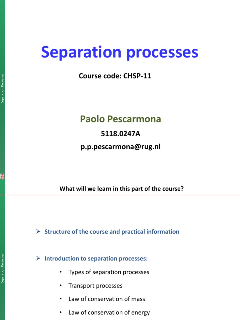 Overview of Separation Processes Course | PDF | Enthalpy | Solution