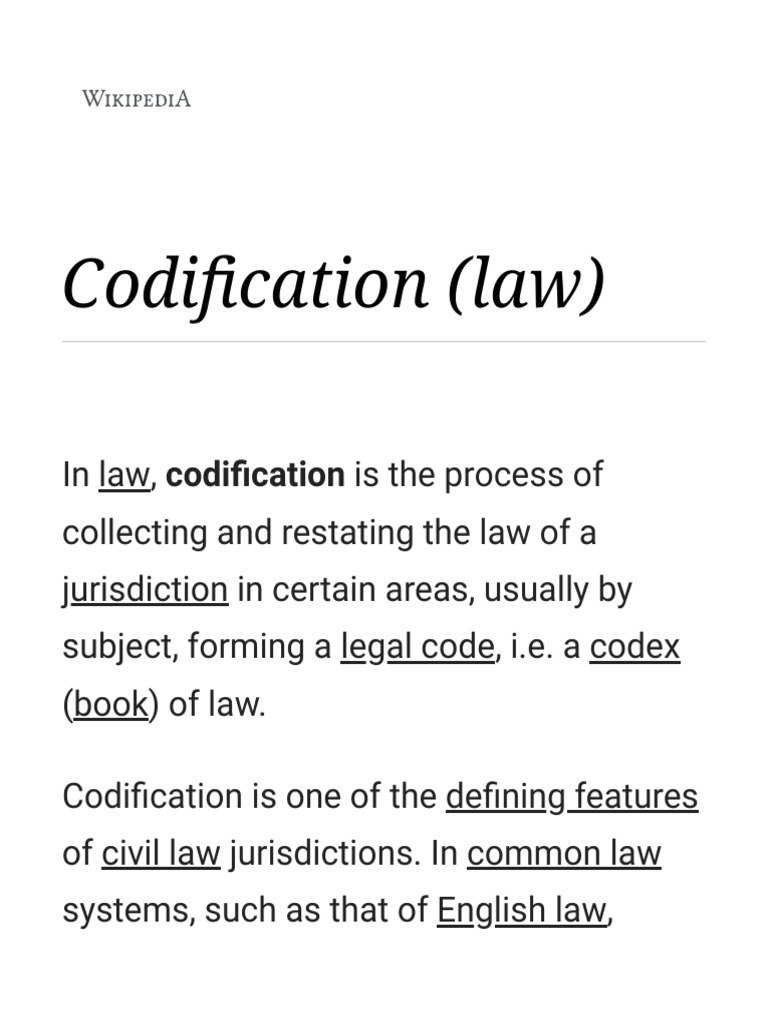 Codification (Law) - Wikipedia PDF | PDF | Codification (Law) | Virtue