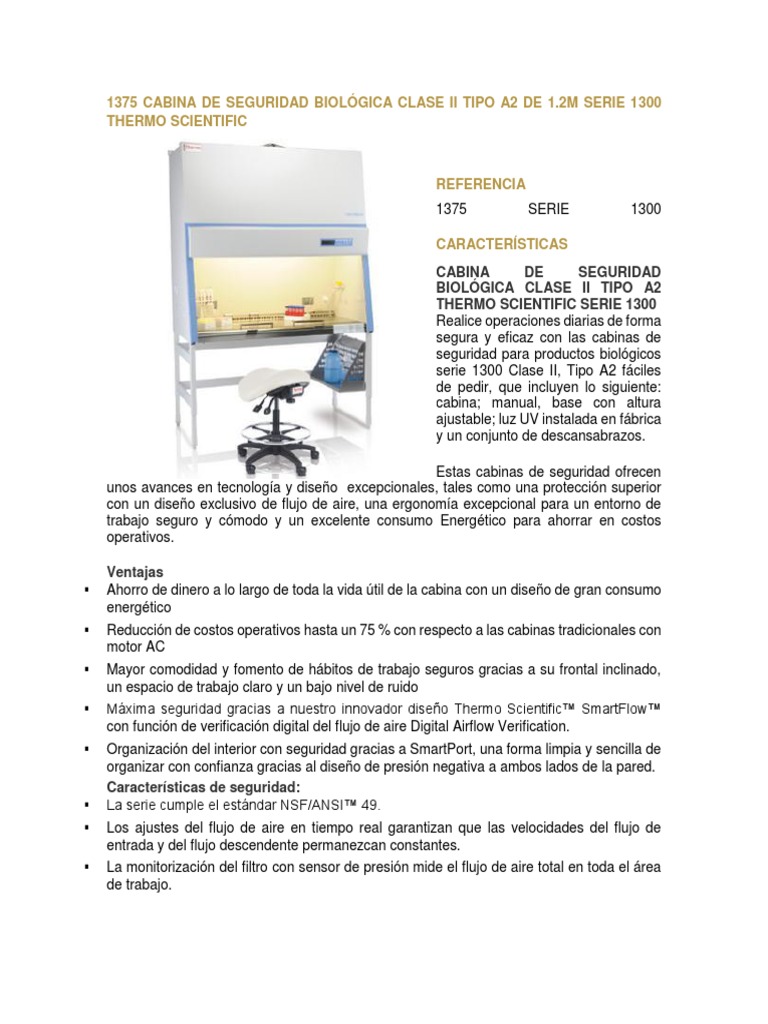 1375 Cabina de Seguridad Biológica Clase Ii Tipo A2 de 1 | PDF ...