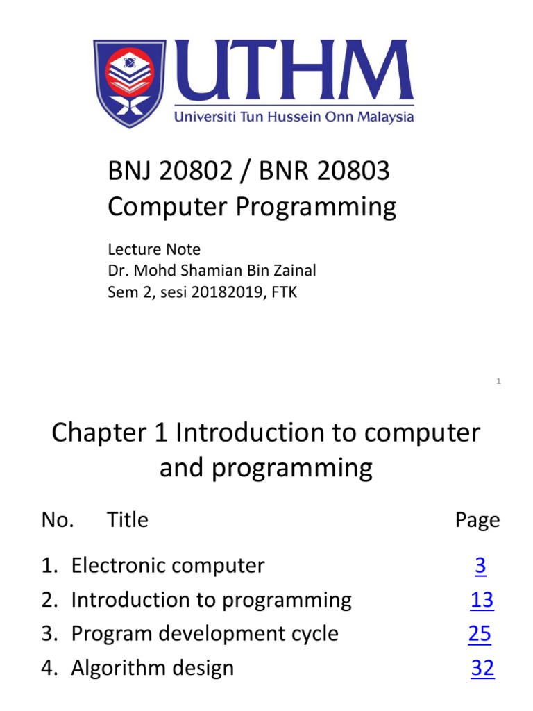 Introduction To Computer And Programming Pdf Operating System Computer Program 3707