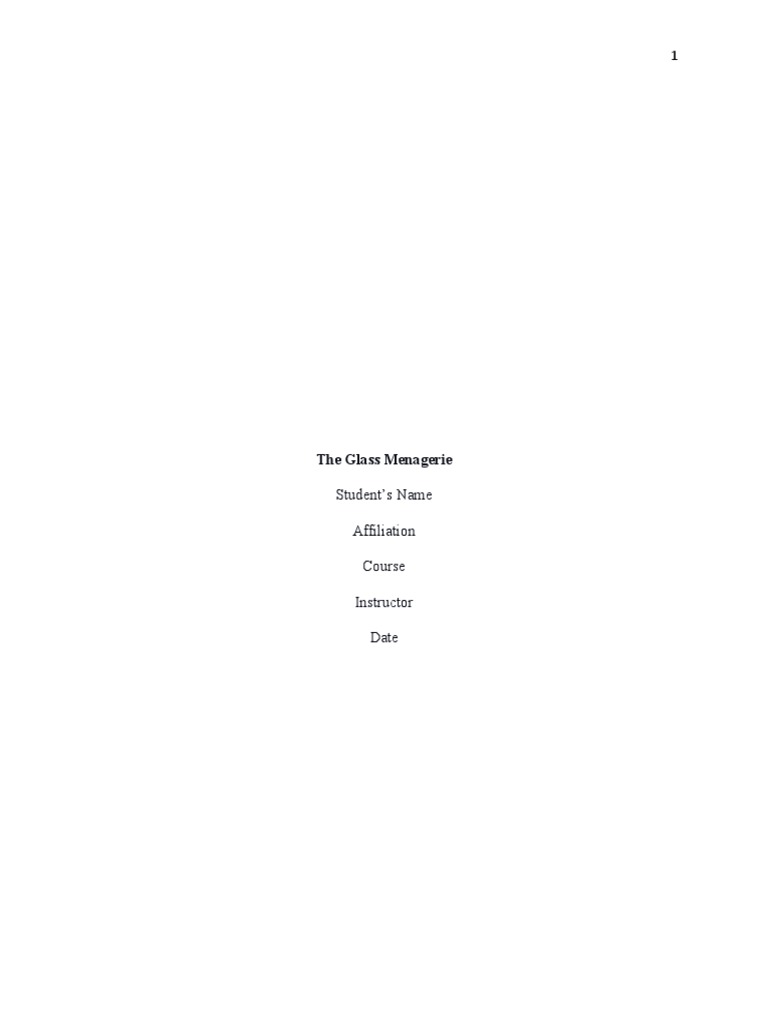 Order 2483337 - The Glass Menagerie | PDF | Psychological Concepts