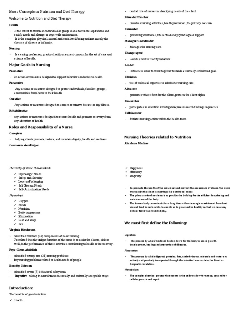 Basic Concepts in Nutrition and Diet Therapy | PDF | Carbohydrates ...
