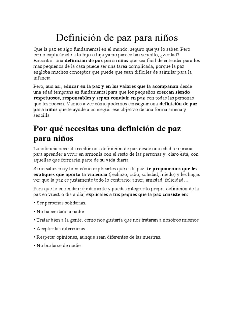 Definicion De Paz _ La Paz Y Su Importancia – CLXRAU