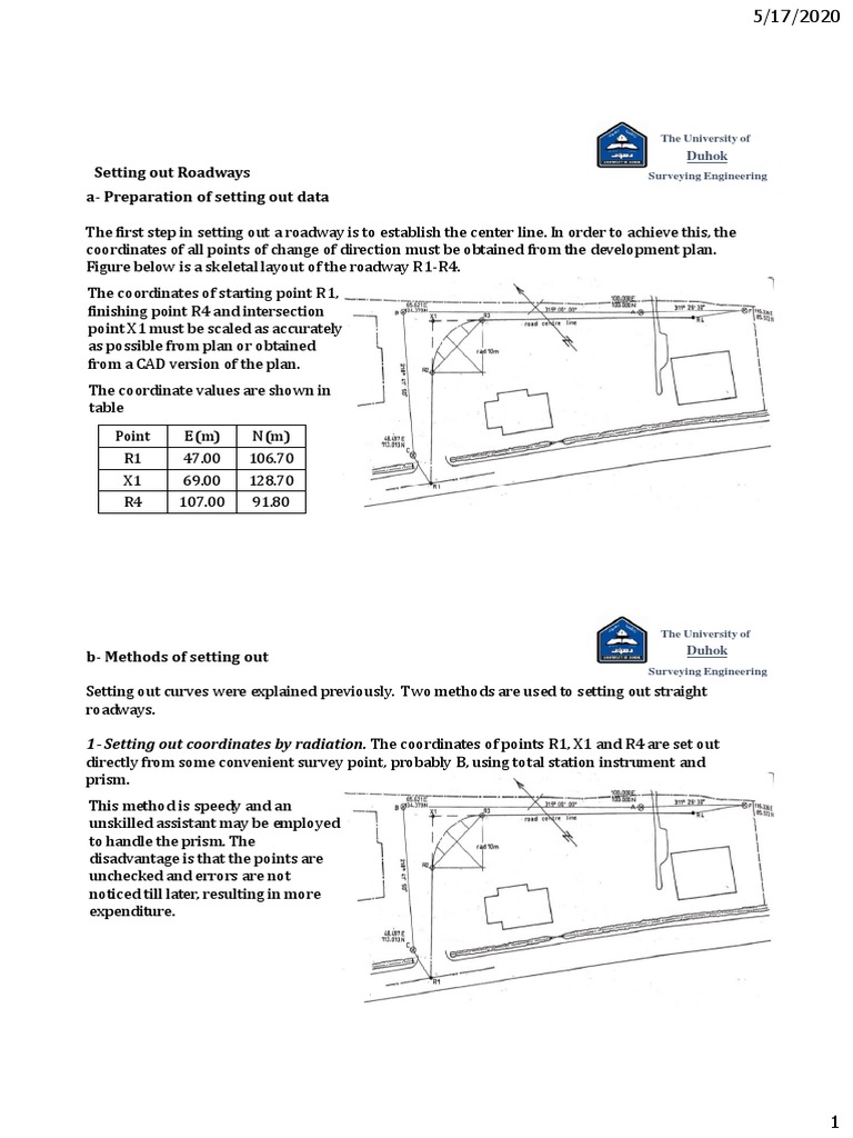 A-Preparation of Setting Out Data Setting Out Roadways: Duhok | PDF ...