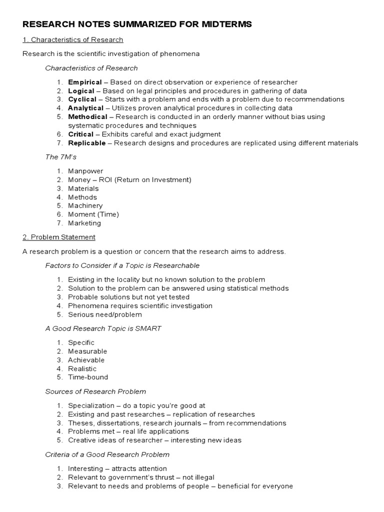 Research Notes Summarized For Midterms | PDF | Dependent And ...