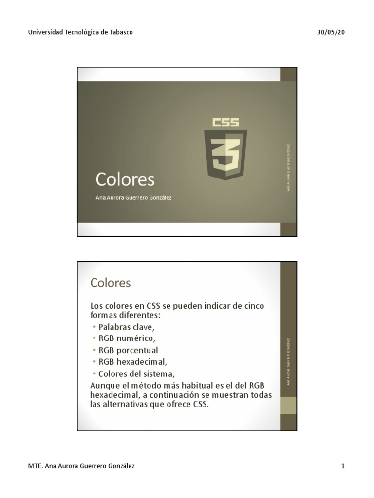 CSS Colores PDF | PDF | Modelo de color Rgb | Color