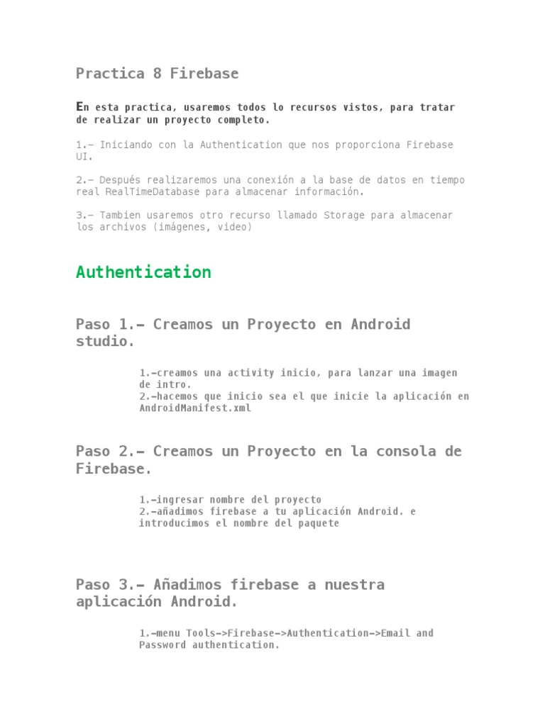 Practica 8 Firebase | PDF | Plataformas de computación | Datos de ...