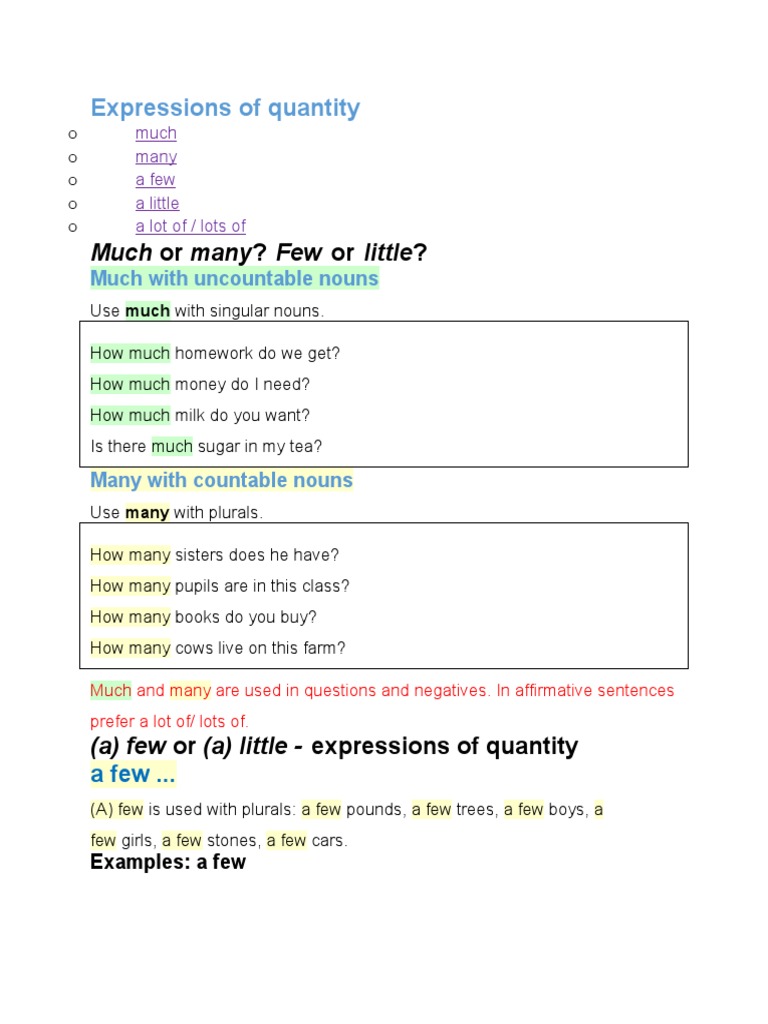 Expressions of Quantity Much | PDF