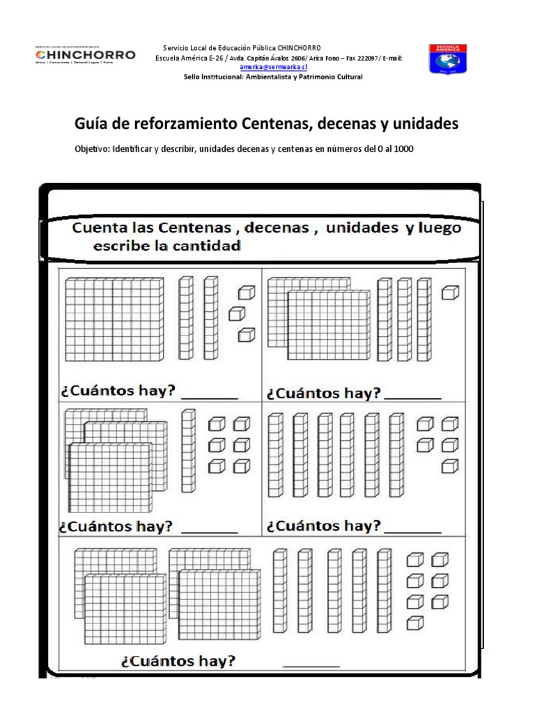 Contando Centenas, Decenas y Unidades | PDF