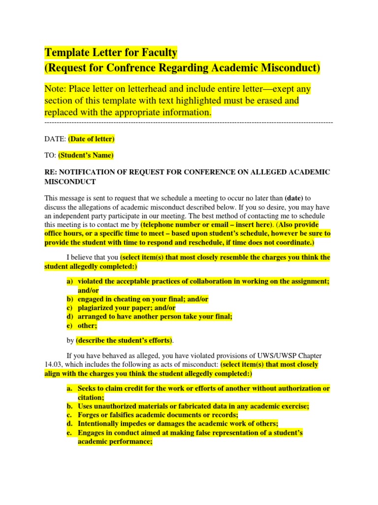 Faculty Response to Academic Misconduct | PDF | Academic Dishonesty ...