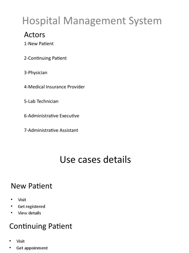 Hospital Management System: Actors | PDF | Patient | Physician