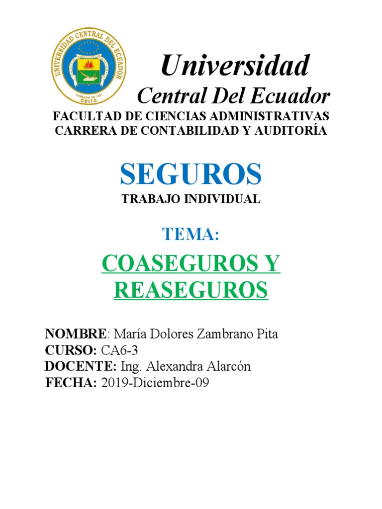 Coaseguros y Reaseguros: Conceptos Clave | PDF | Reaseguro | Póliza de seguros