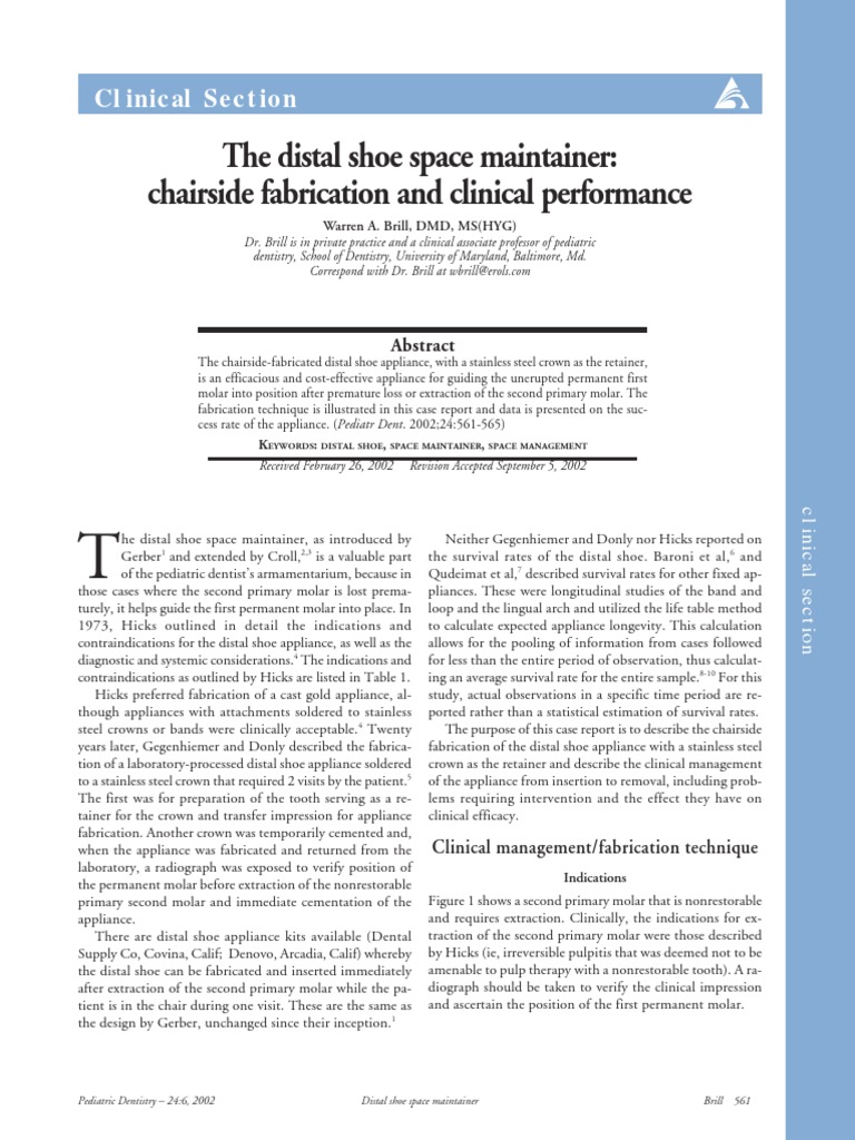 Distal Shoe Space Maintainer Chairside | Download Free PDF | Dentistry ...