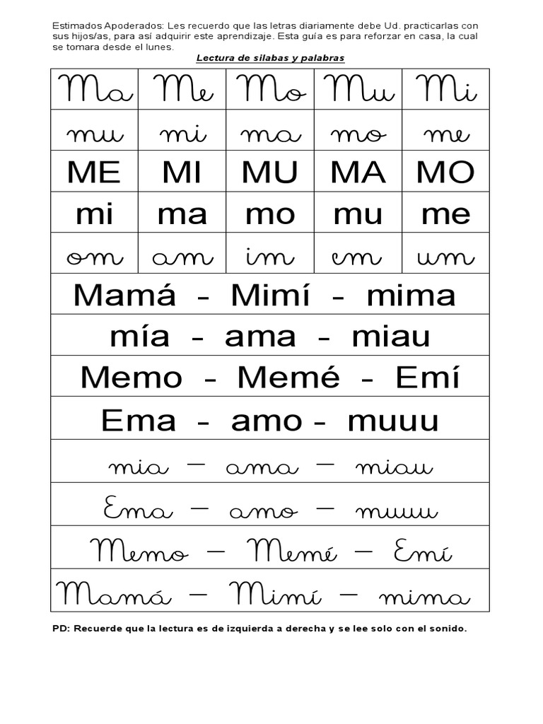 Lectura Silabas y Palabras | PDF