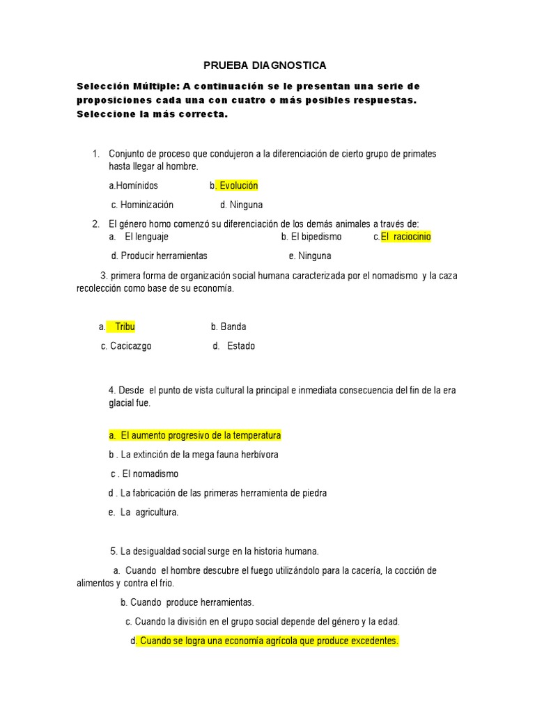 Prueba Diagnóstica de Historia 2023 | PDF | Agricultura | Nómada