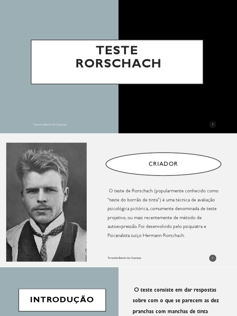 Apresentação - Teste Rorschach | PDF | Psicologia | Ciências ...