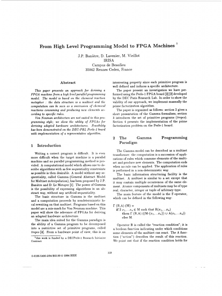 From High Level Programming Model To FPGA Machines | PDF | Field ...