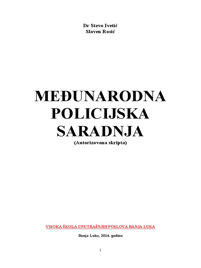 Medjunarodna Policijska Saradnja SKRIPTA | PDF