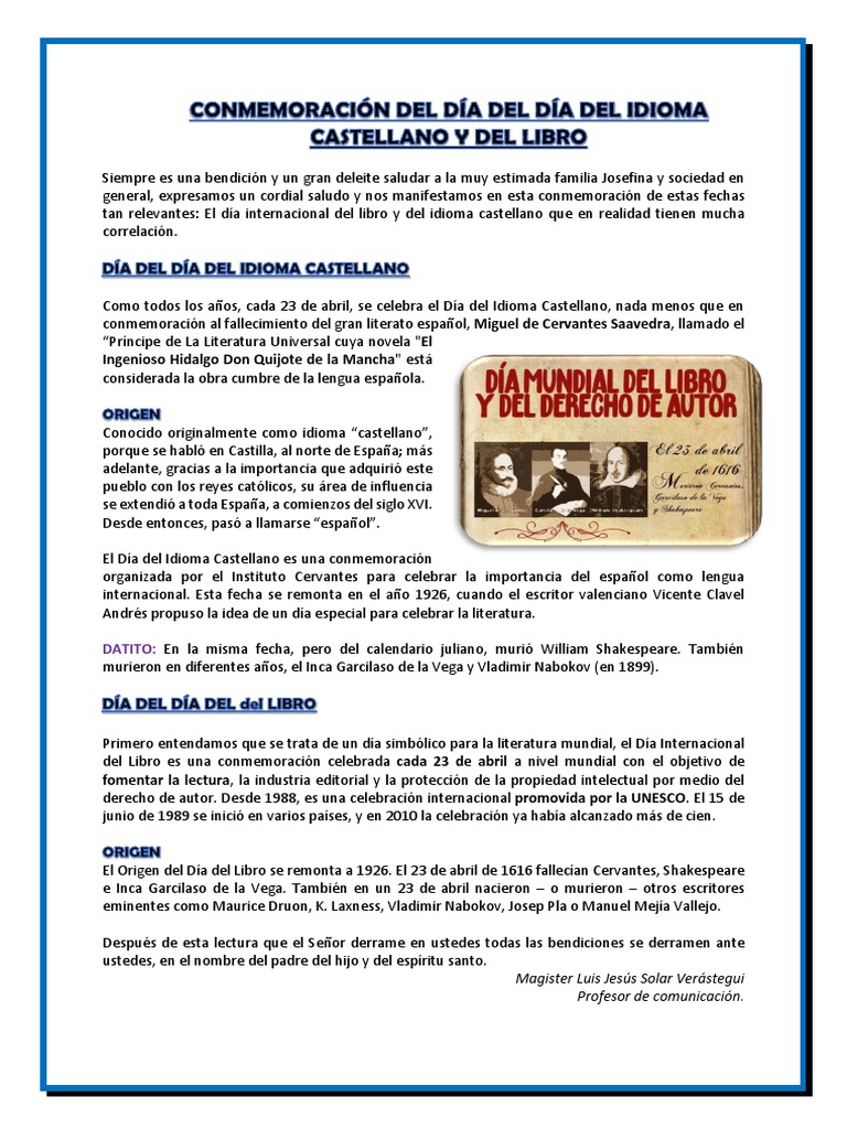 DIA Del Idioma y Del Libro | PDF | Idiomas