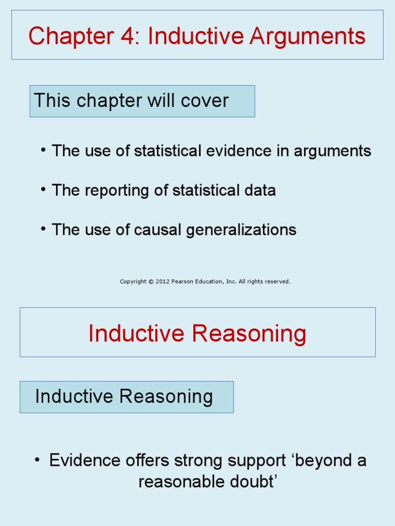 Chapter 4 Inductive Arguments Arial Red Font Thin Border | PDF | Inductive Reasoning | Causality