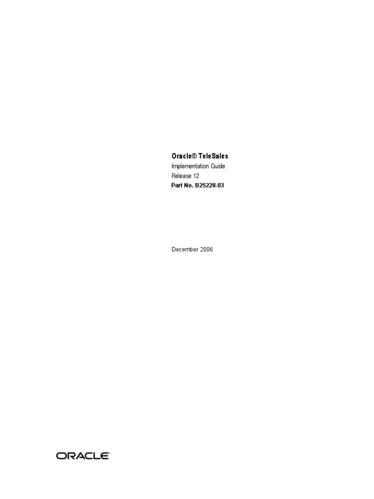 Oracle® Telesales: Implementation Guide Release 12 | Download Free PDF ...