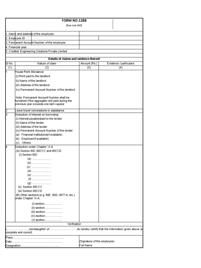 Form 12BB | PDF