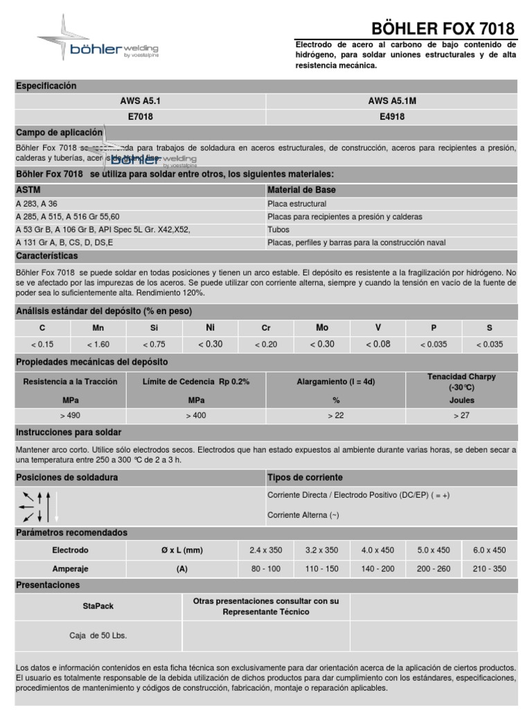 Soldadura con Böhler Fox 7018 | PDF | Soldadura | Construcción
