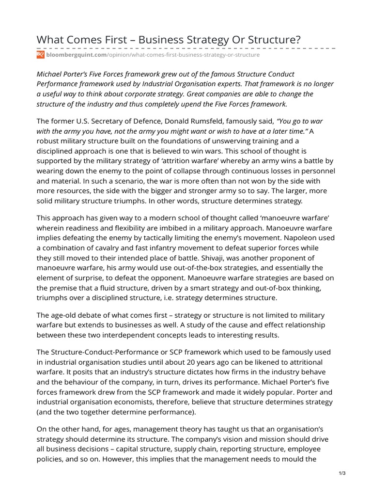 Strategy vs Structure in Business | PDF | Maneuver Warfare | Unrest