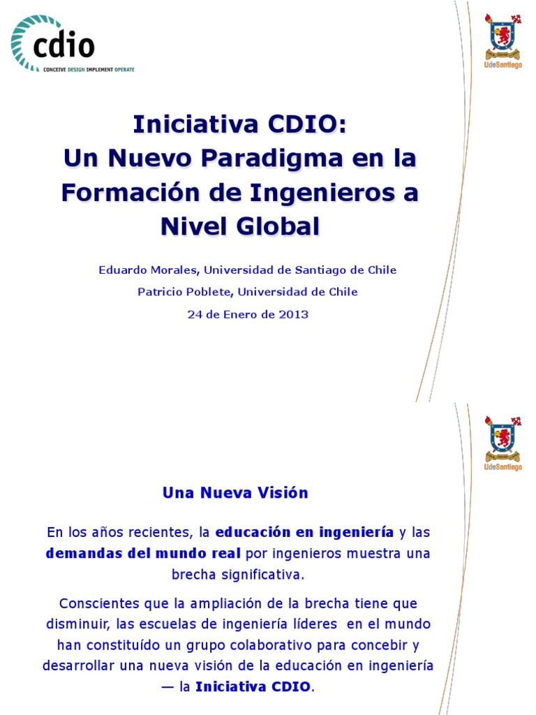 CDIO para La Transformacion de La Educacion en Ingenieria Version 20 01 ... CDIO para La Transformacion de La Educacion en Ingenieria Version 20 01 ...