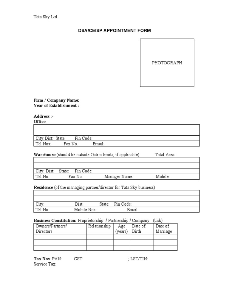 Dsa Appointment Form | PDF | Financial Services | Business