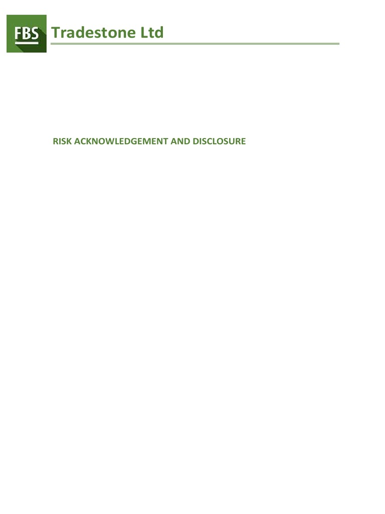 Risk Acknowledgement and Disclosure en | PDF | Contract For Difference ...